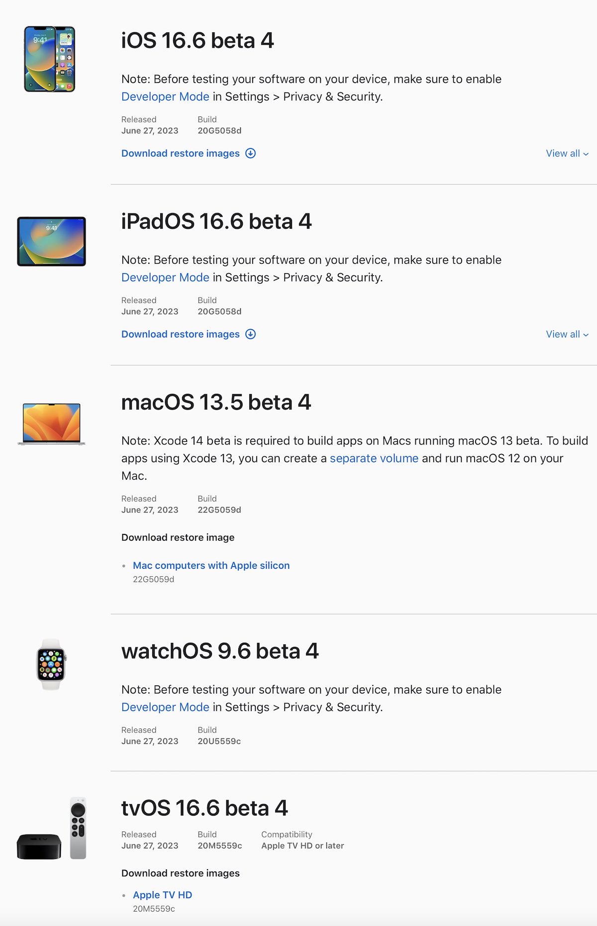iOS/iPadOS16.6、macOS 13.5などの開発者向けベータ4がリリース - iPhone Mania
