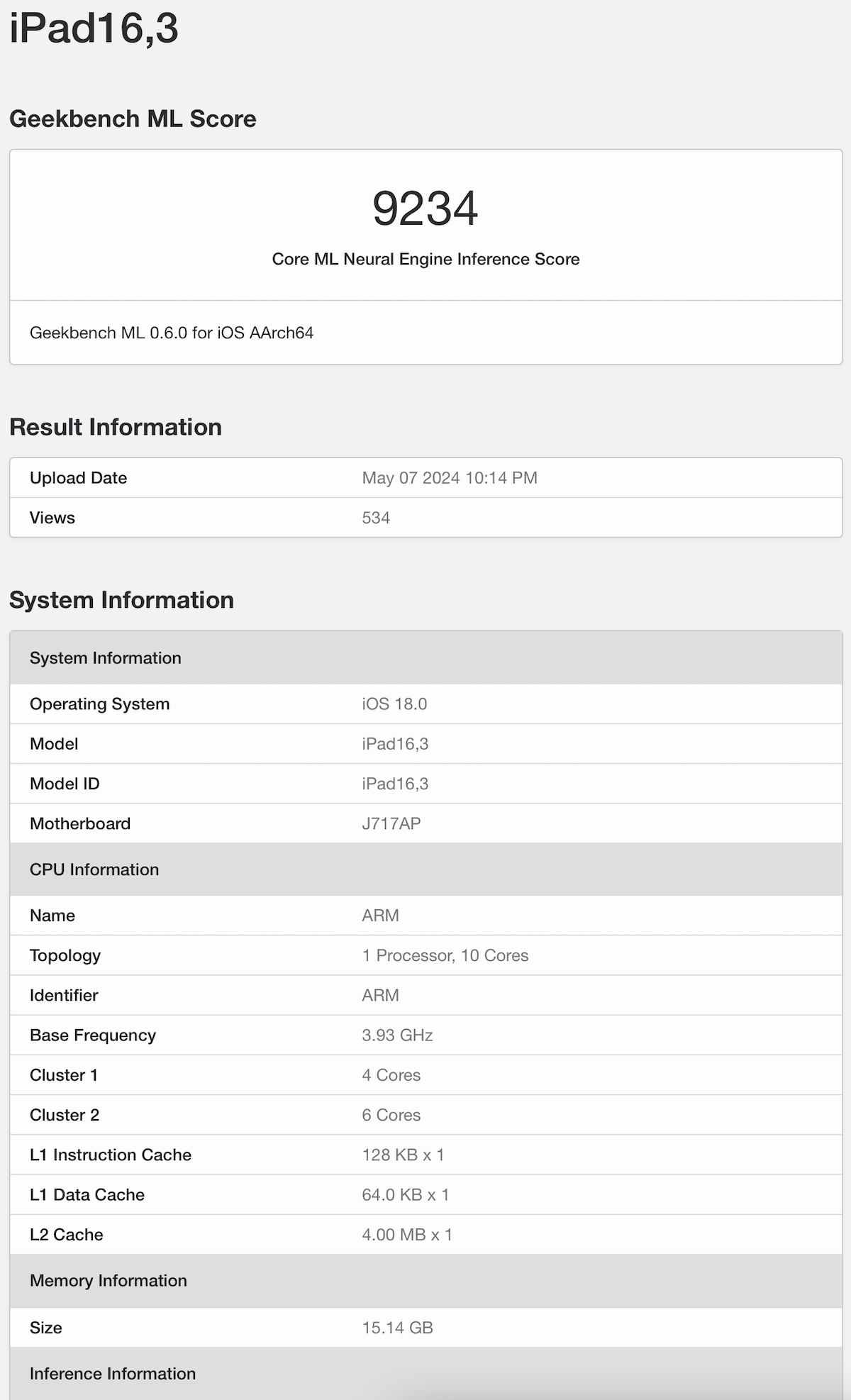 iPad Pro（M4）のM4とM3のGeekbench 6 MLスコアを比較 | IT NEWS