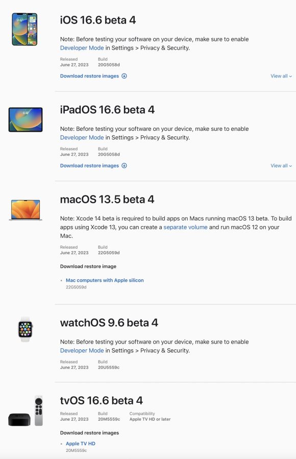 iOS/iPadOS16.6、macOS 13.5などの開発者向けベータ4がリリース - iPhone Mania